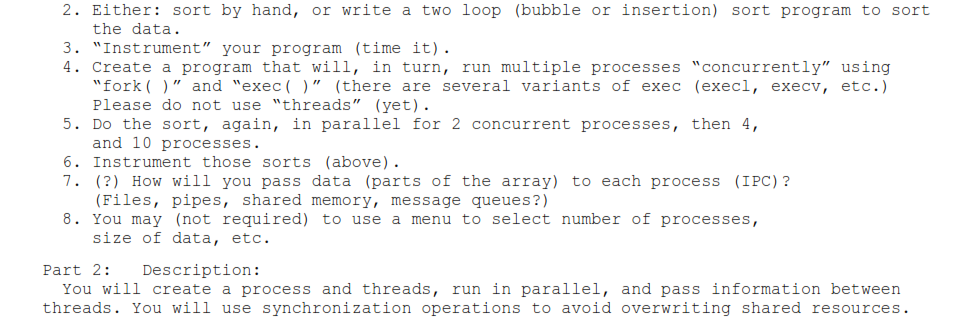 Solved Programming Processes (simple), IPC, and threads Part | Chegg.com