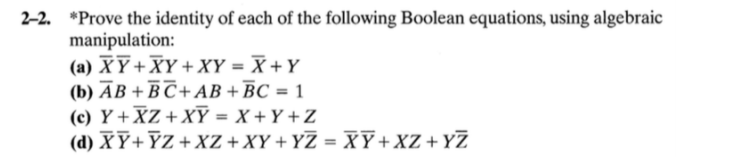 Solved Prove the identity of each of the following Boolean | Chegg.com