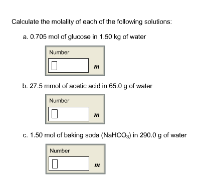 Solved Calculate the molality of each of the following | Chegg.com