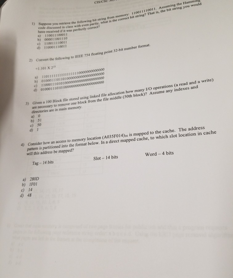 Solved CIS/CSC 30 I) Suppose you discussed ir cve the | Chegg.com