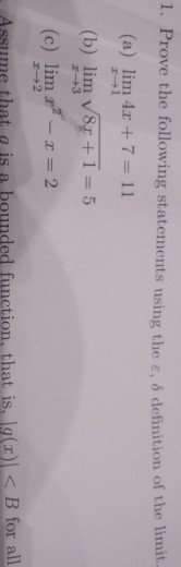 Solved 1. Prove the following statements using the ε, δ | Chegg.com