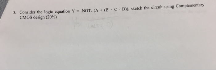 Solved Consider the logic equation Y = NOT. (A + (B C D)), | Chegg.com