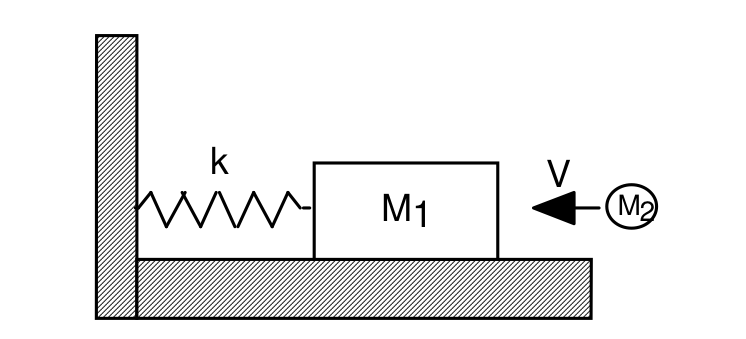 Solved A block of mass M1 = 5 kg is attached to a spring of | Chegg.com