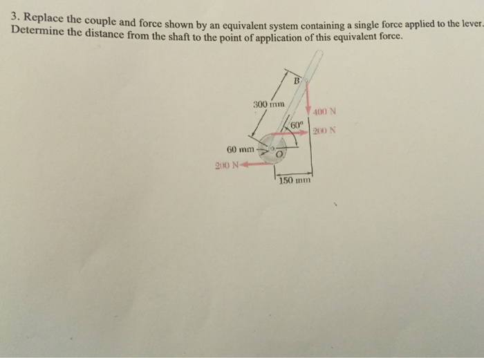 Solved Replace The Couple And Force Shown By An Equivalent 