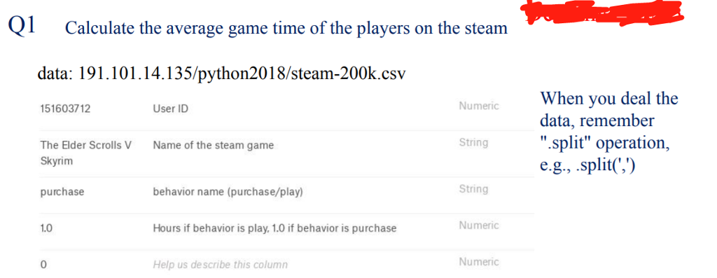Solved Q Calculate the average game time of the players on | Chegg.com