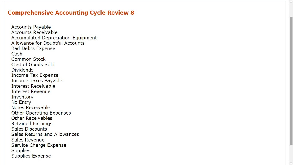 Solved Accounting Question: here is a list of account | Chegg.com