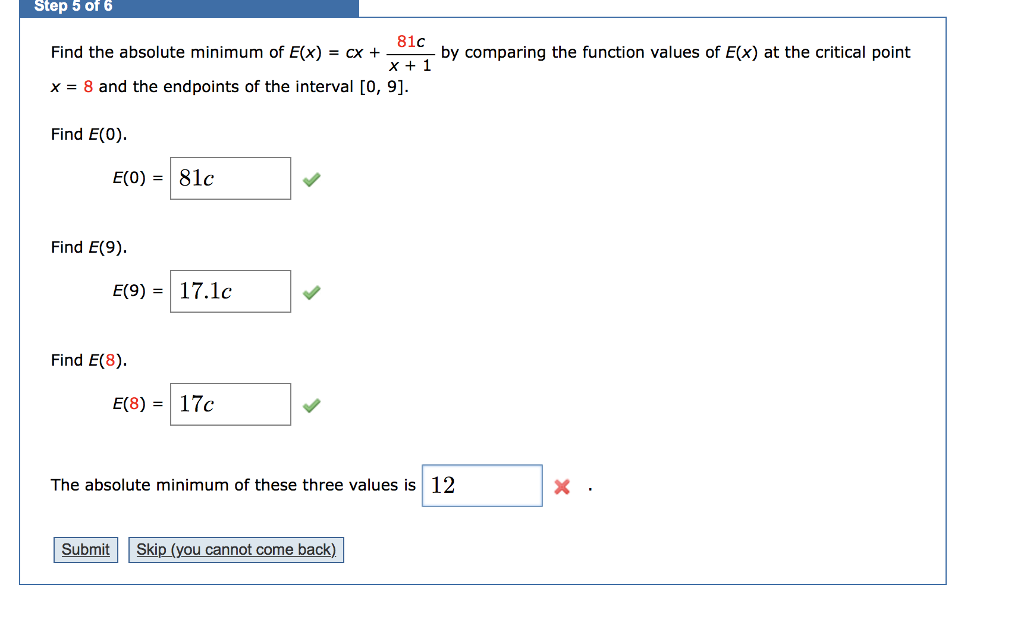 Solved Step 5 of 6 81c x+ 1 by comparing the function values | Chegg.com