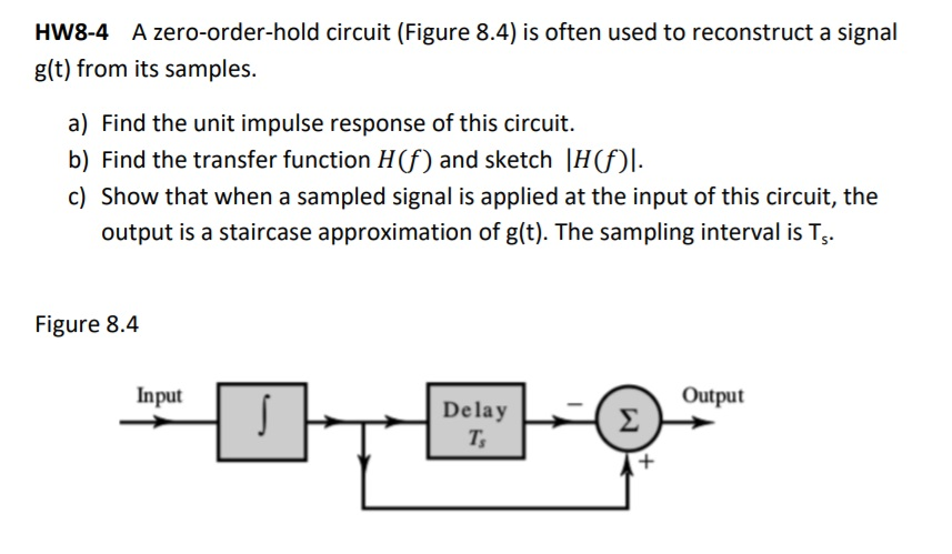 Solved HW8-4 A zero-order-hold circuit (Figure 8.4) is often | Chegg.com