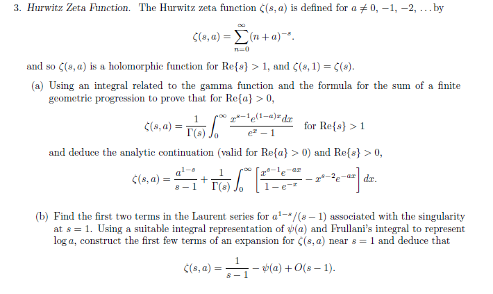 Solved Hurwitz Zeta Function. The Hurwitz zeta function xi | Chegg.com