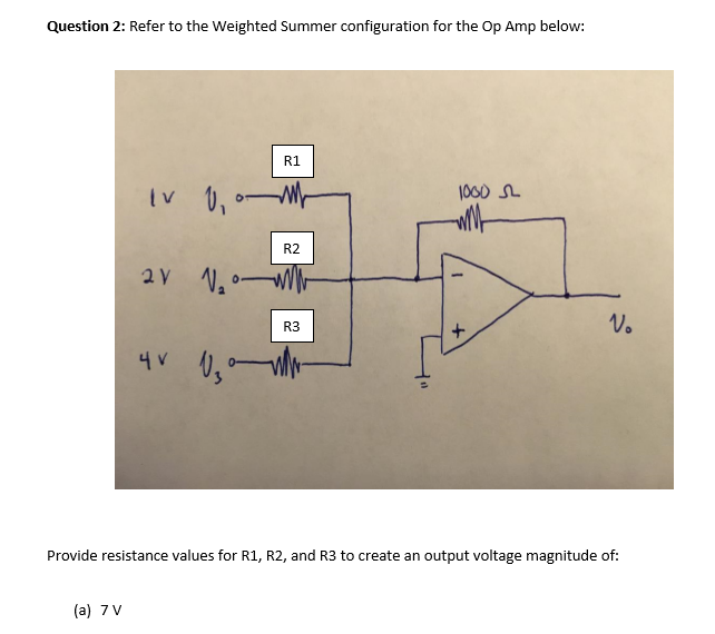 Solved Refer to the Weighted Summer configuration for the Op | Chegg.com