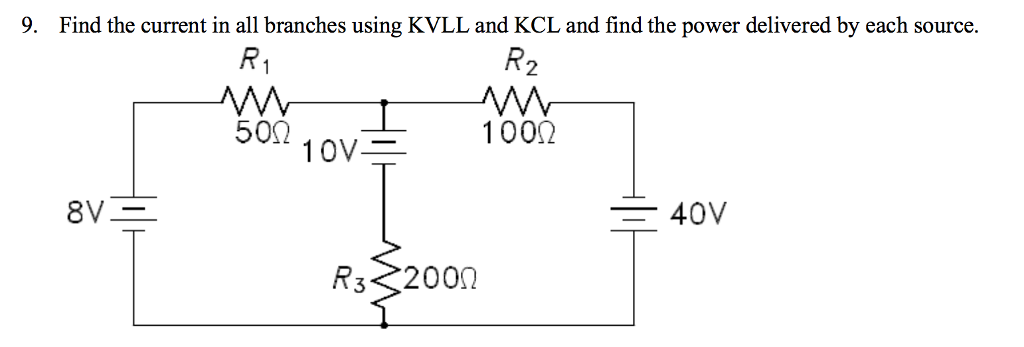Solved Find the current in all branches using KVLL and KCL | Chegg.com