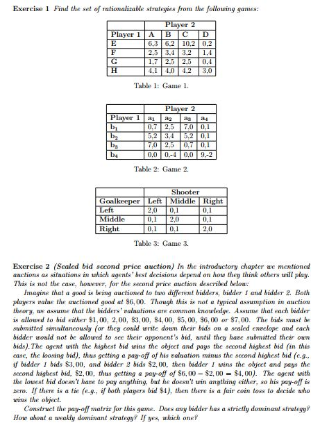 Find the set of rationalizable strategies from the | Chegg.com