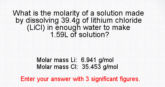 Solved What is the molarity of a solution made by dissolving | Chegg.com