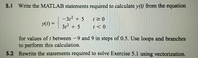 Solved 5.1 Write the MATLAB statements required to calculate | Chegg.com