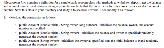 Solved File Account java contains a definition for a simple | Chegg.com