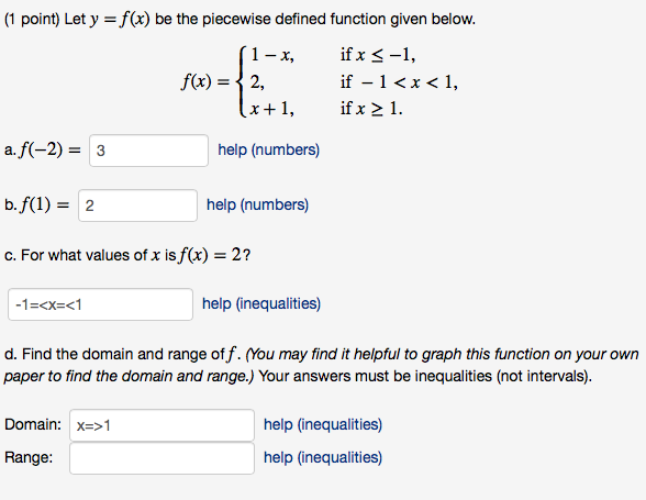Solved Let Y Fx Be The Piecewise Defined Function Given 