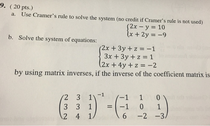 Solved Use Cramer's rule to solve the system (no credit if | Chegg.com