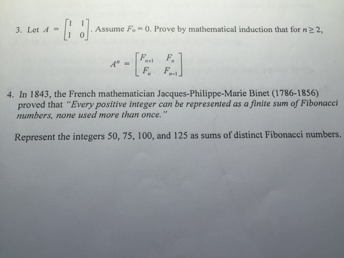 Solved HOMEWORK ON THE FIBONACCI SEQUENCE | Chegg.com
