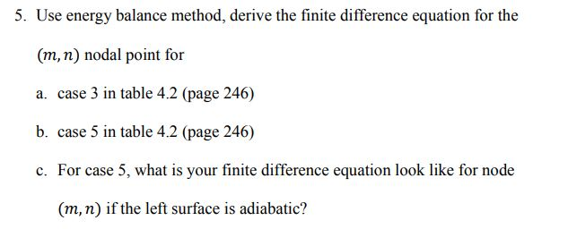 5. Use energy balance method, derive the finite | Chegg.com