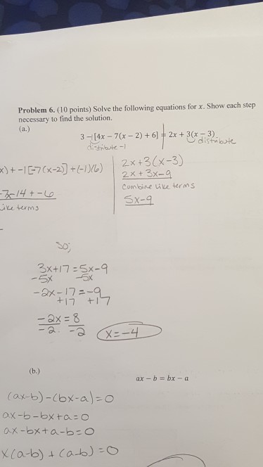 Solved Problem 6.(10 points) Solve the following equations | Chegg.com
