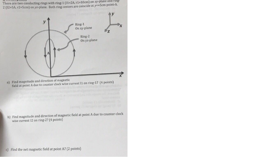 Solved There are two conducting rings with ring-1 (11= 2A, | Chegg.com