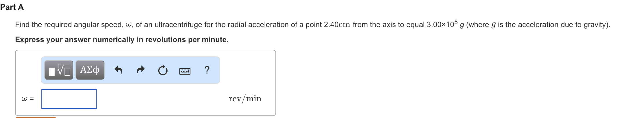 Solved Part AFind the required angular speed, w, of an | Chegg.com Solved Part AFind the required angular speed, w, of an | Chegg.com