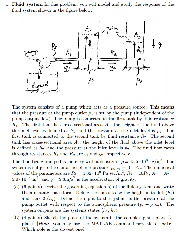Solved 1. Fluid system In this problem, you will model and | Chegg.com