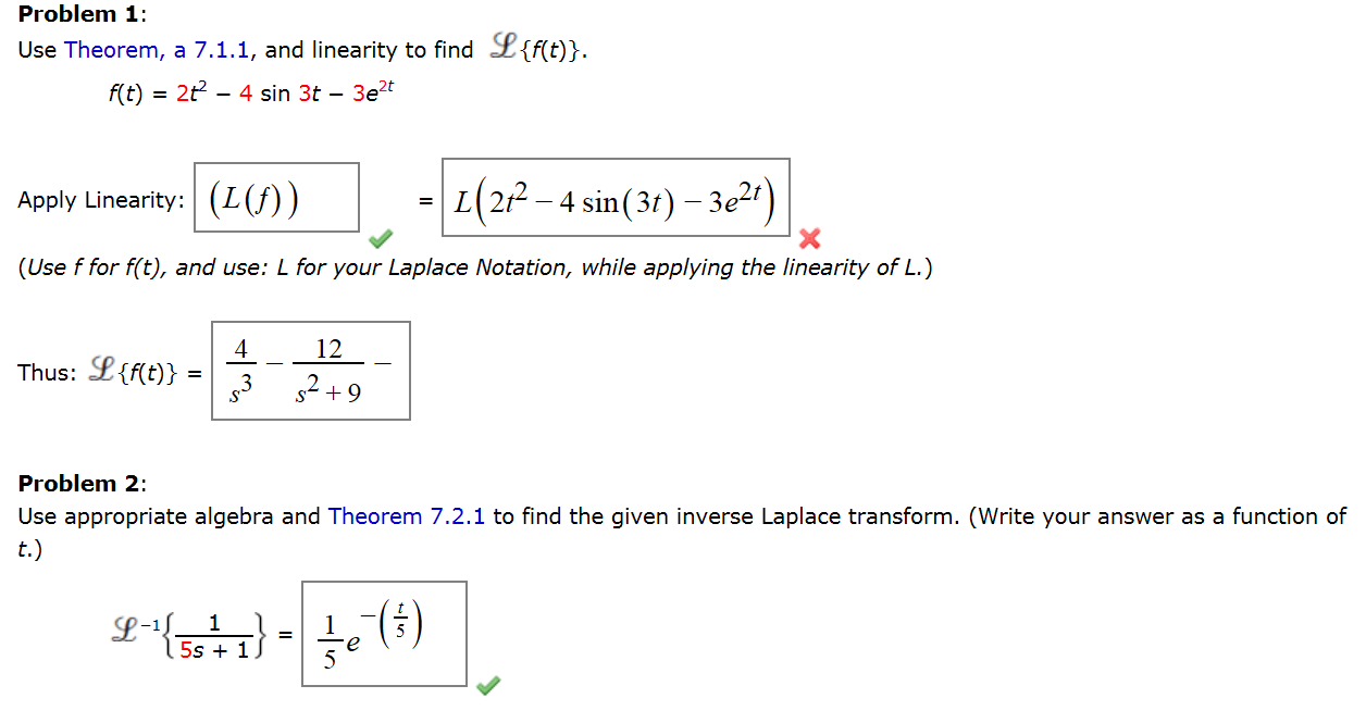 Solved Use Theorem, a 7.1.1, and linearity to find L{f(t)}, | Chegg.com