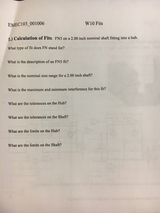 Solved Calculation of Fits: FN5 on a 2.00 inch nominal shaft | Chegg.com