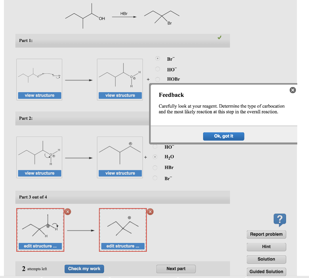 Solved HBr OH- Br Part 1: HO HOBr view structure view | Chegg.com