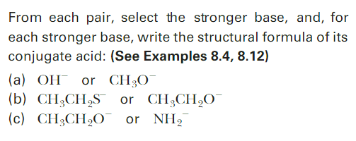 Solved From each pair, select the stronger base, and, for | Chegg.com