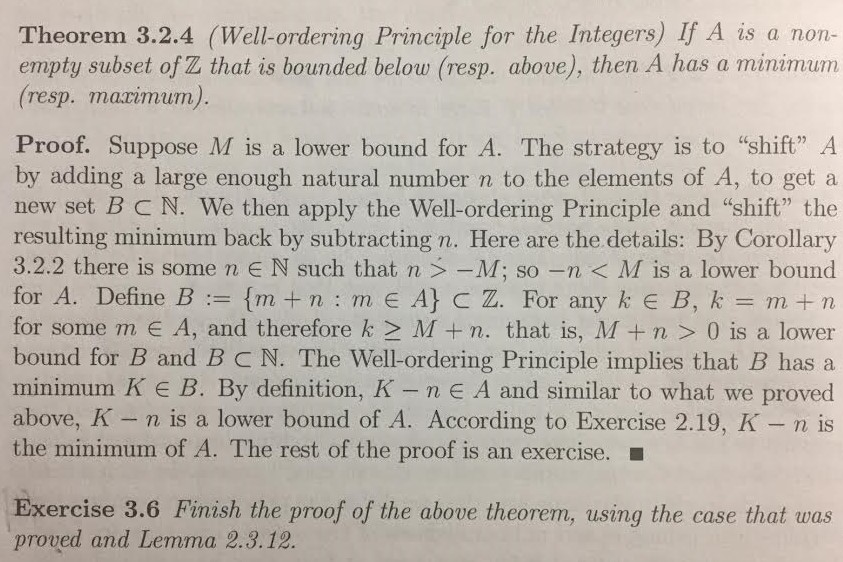 Solved Theorem 3.2.4 (Well-ordering Principle for the | Chegg.com