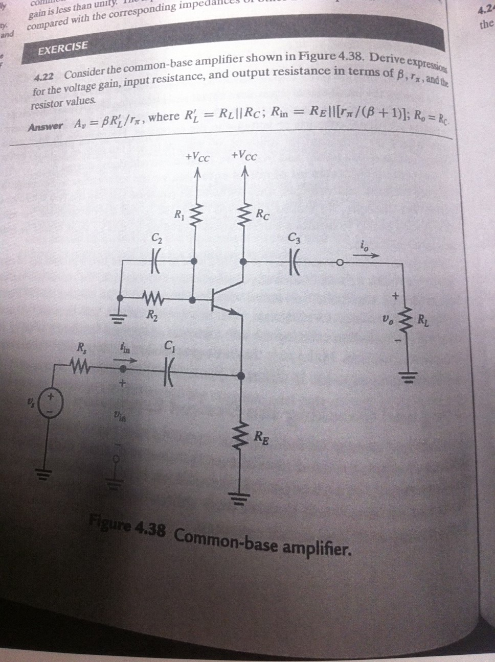 Solved Consider the common-base amplifier shown in Derive | Chegg.com