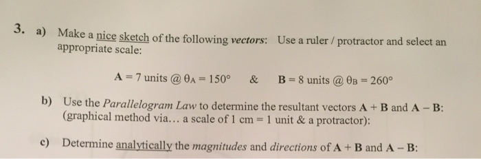 Solved Make a nice sketch of the following vectors: Use a | Chegg.com