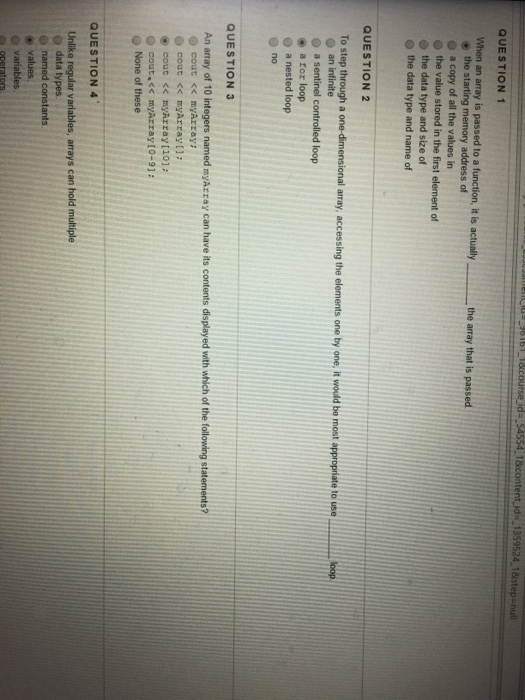 Solved When An Array Is Passed To A Function It Is Actually 