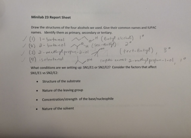 Solved all four alcohols had 2.0mL of the HCL-ZnCl2 reagent | Chegg.com
