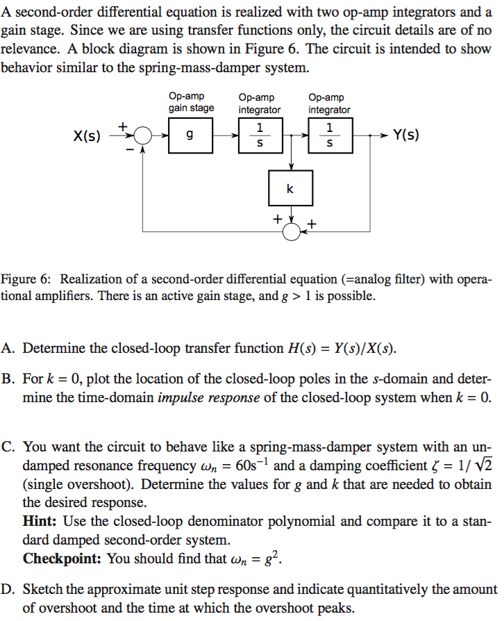 Solved A second-order differential equation is realized with | Chegg.com