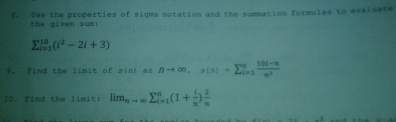 Solved 8. Use the properties of sigma notation and the | Chegg.com