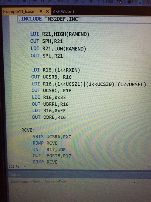 Solved Hex Example! 1,6-asm ASF Wizard INCLUDE "M32DEF. | Chegg.com