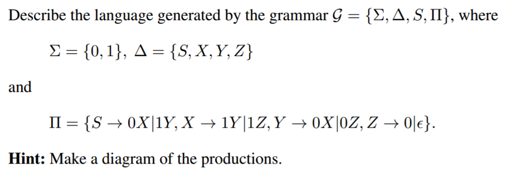 Solved Describe the language generated by the grammar G = | Chegg.com