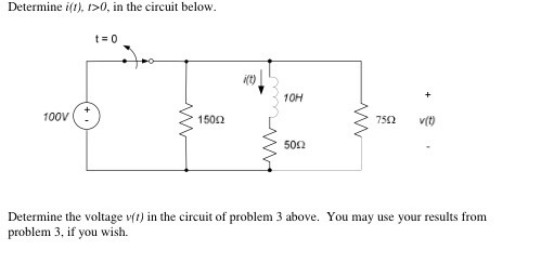 Solved Determine i(t), t>0, in the circuit below. Determine | Chegg.com