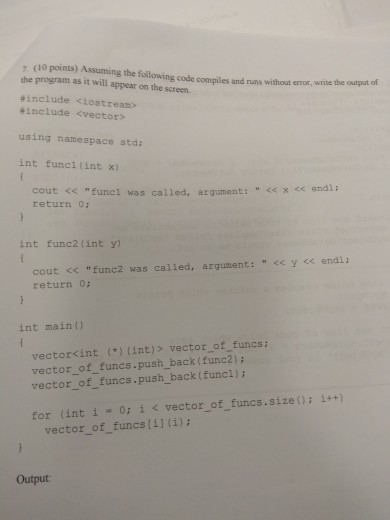 Solved : (10 points) Assuming the following code compiles | Chegg.com