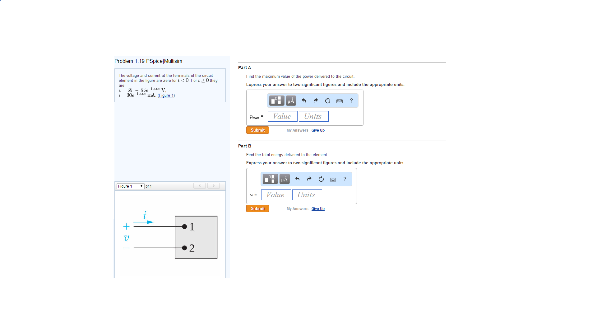 Solved The voltage and current at the terminals of the | Chegg.com