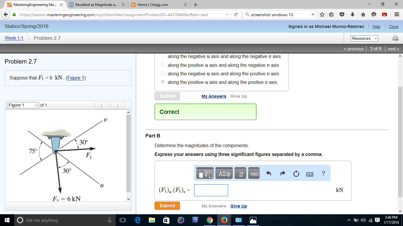 Solved Determine the magnitudes of the components. | Chegg.com