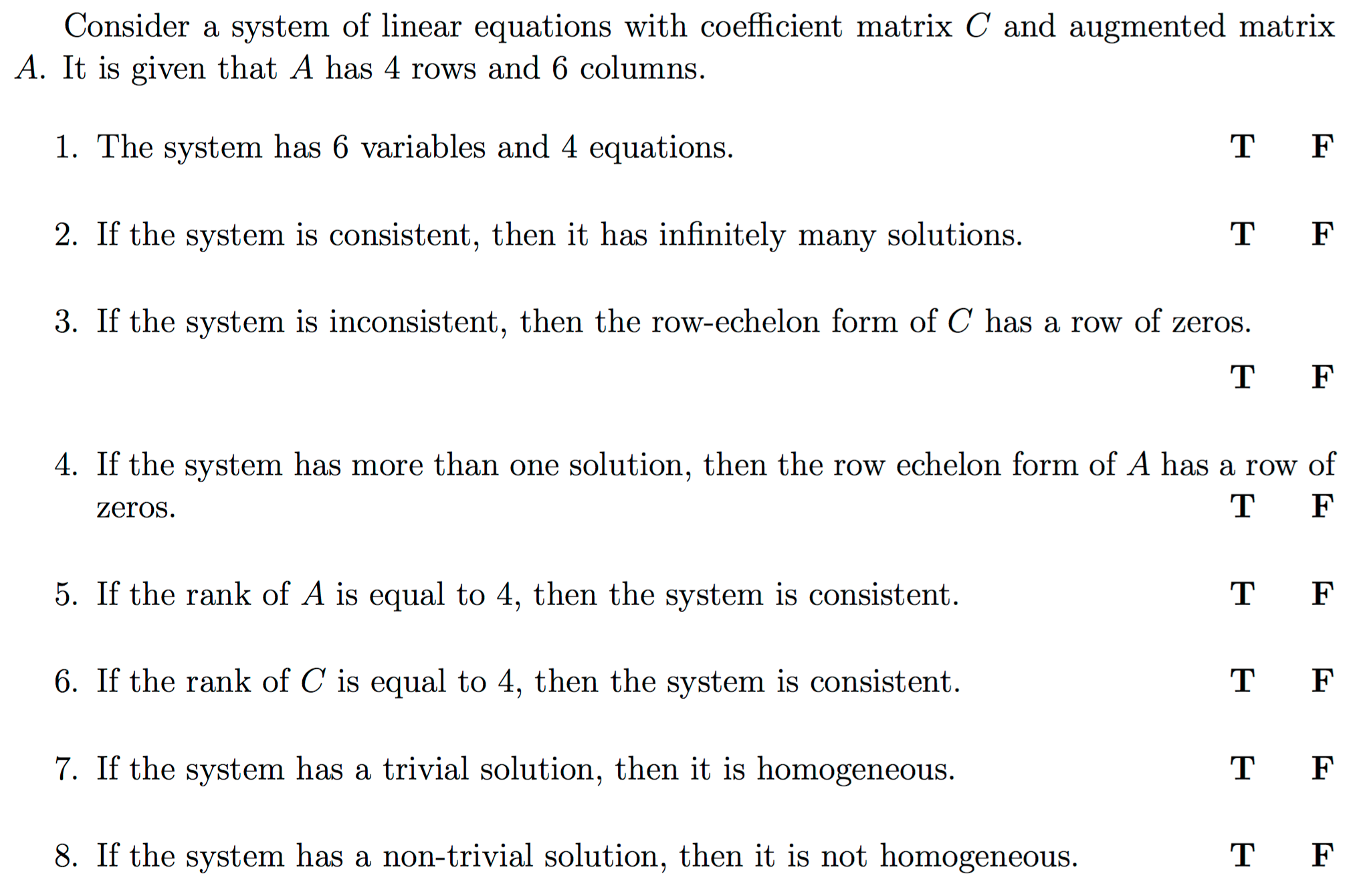 Solved Consider a system of linear equations with | Chegg.com