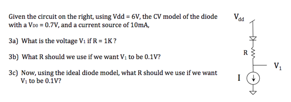 Solved Given the circuit on the right, using Vdd-6V, the CV | Chegg.com