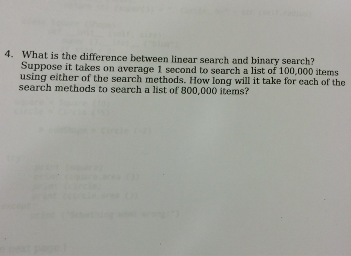 4. What is the difference between linear search and | Chegg.com