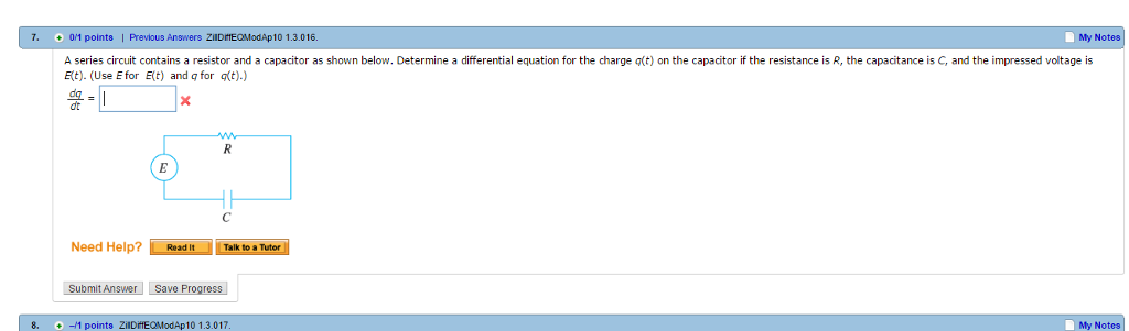 Solved A series circuit contains a resistor and a capacitor | Chegg.com