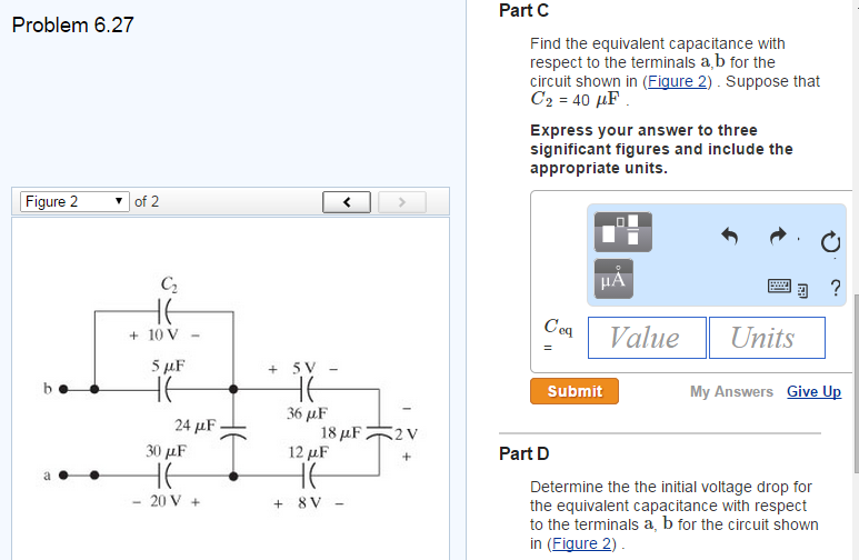 Solved Part A Find the equivalent capacitance with respect | Chegg.com