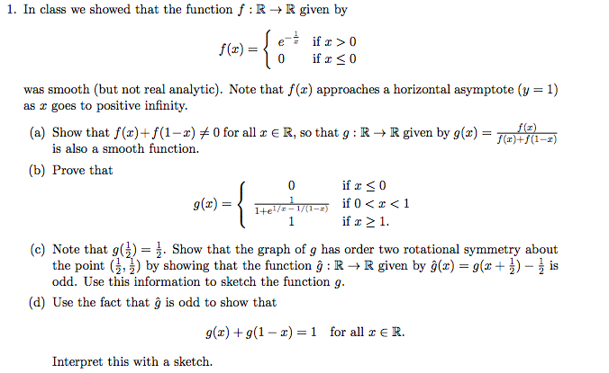 Solved 1. In class we showed that the function f :R-> R | Chegg.com